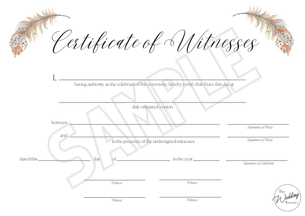 Certificate of 4 Witnesses Bundle - The Wedding Society