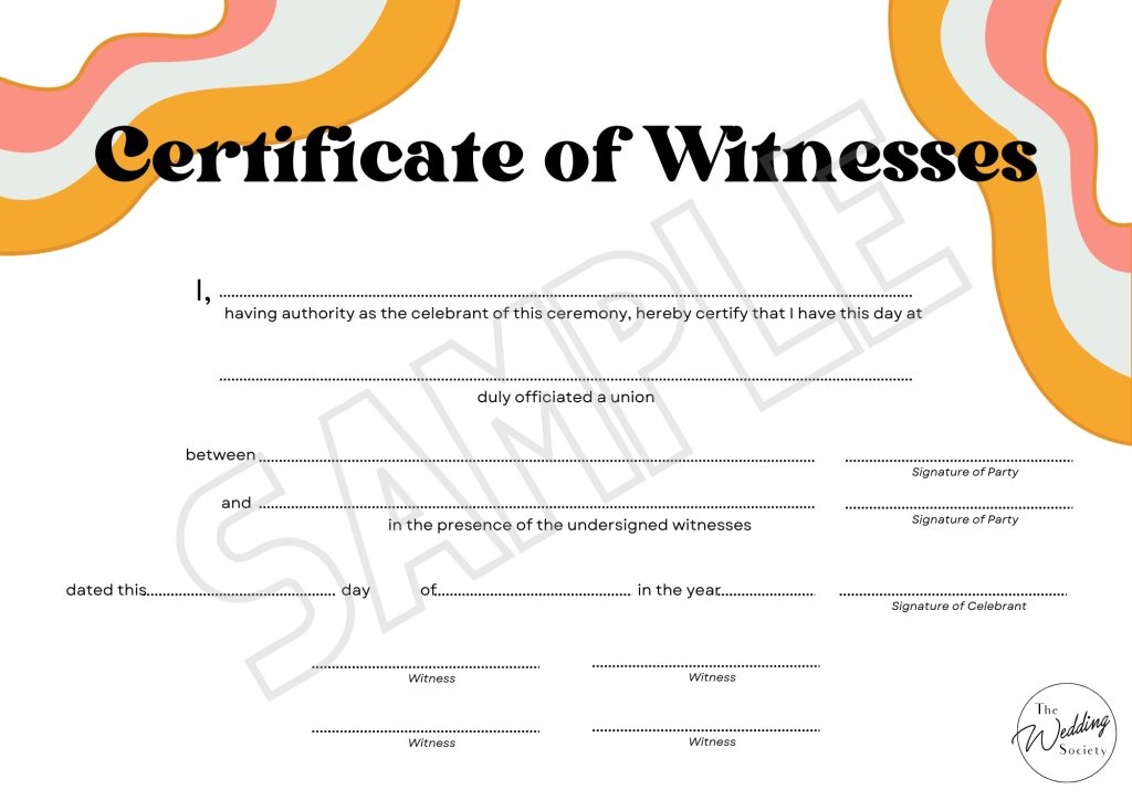 Certificate of 4 Witnesses Bundle - The Wedding Society