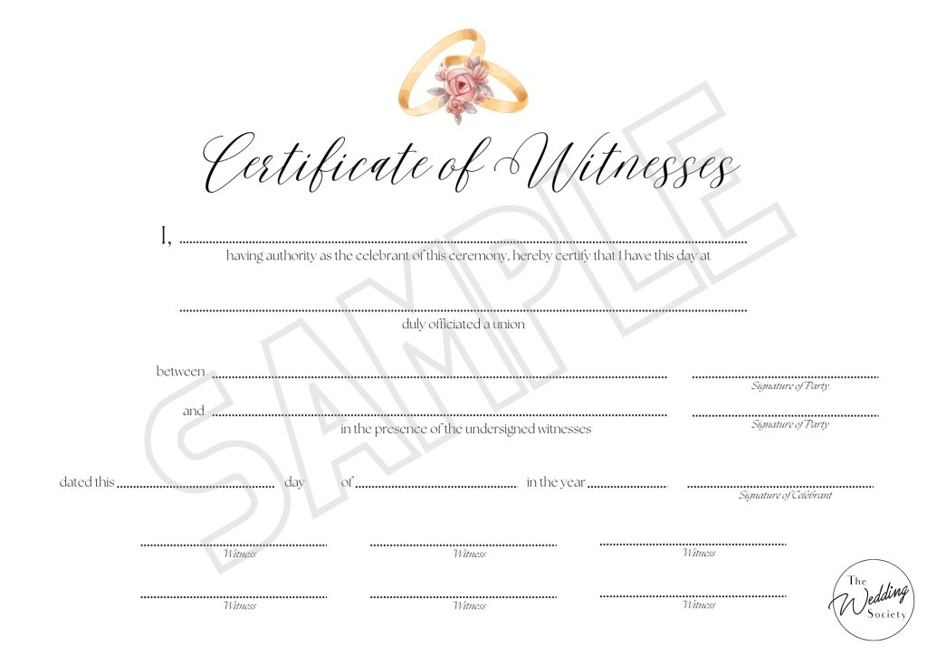 Certificate of 6 Witnesses Bundle - The Wedding Society