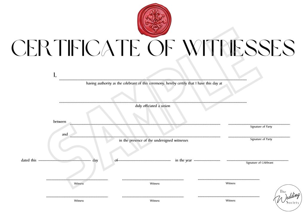 Certificate of 6 Witnesses Bundle - The Wedding Society