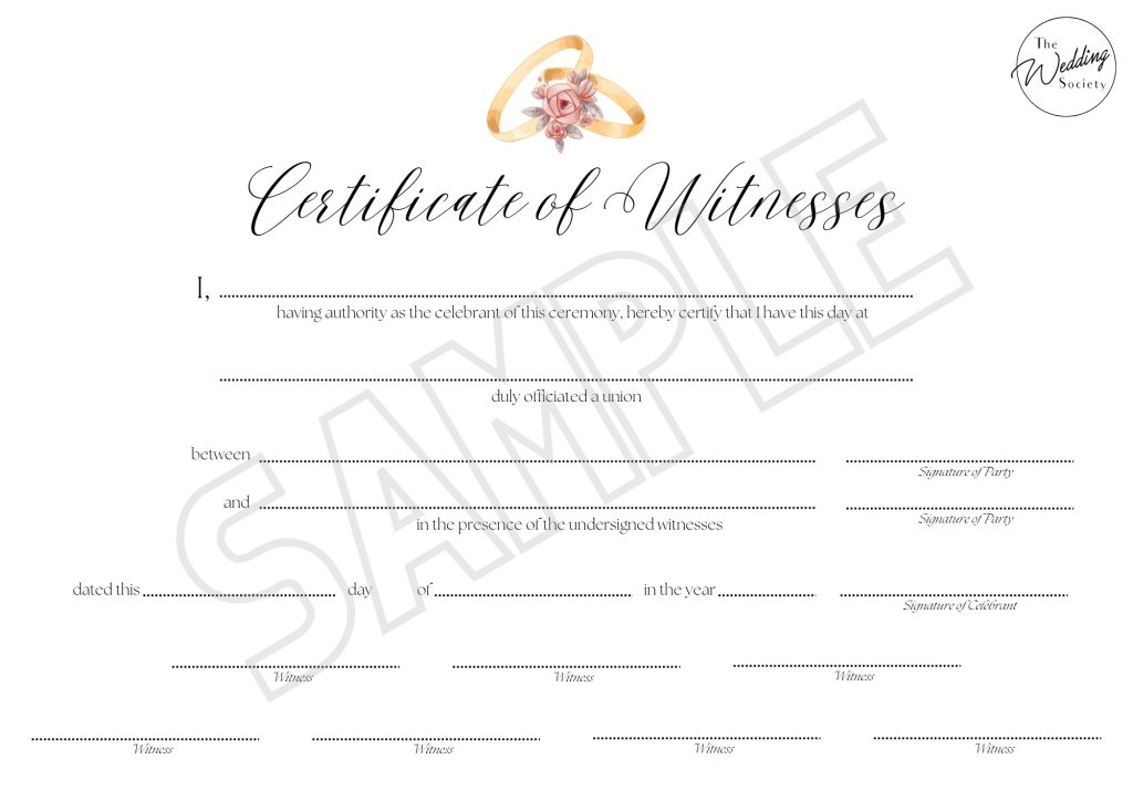 Certificate of 7 Witnesses Bundle - The Wedding Society